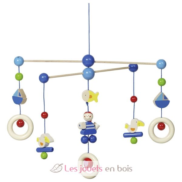 Mobile Pirat Goki 52883, eine mobile aus Holz mit weichen Farben für Baby.