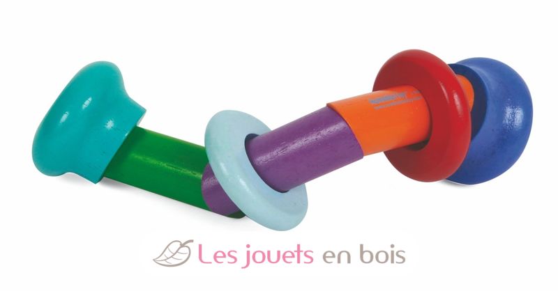 Woogle, die Rassel aus gefärbtem Holz. Die Woogle von manhattan toys.