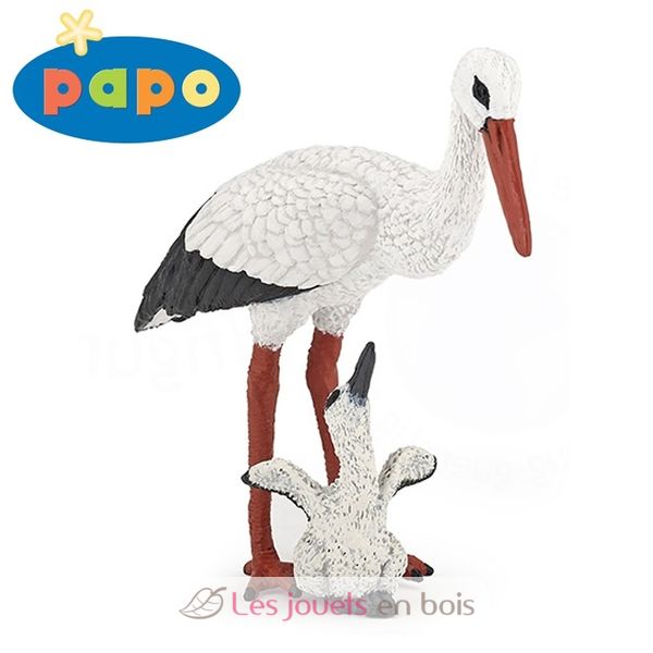 Papo Storch mit storchjunges Figurine 50159, Figur aus Kunststoff Papo
